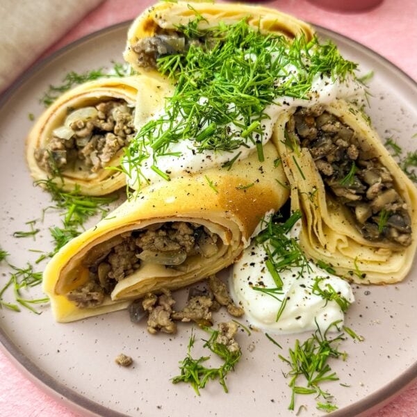 Gefüllte Pfannkuchen mit Hackfleisch und Pilzen – proteinreich ...